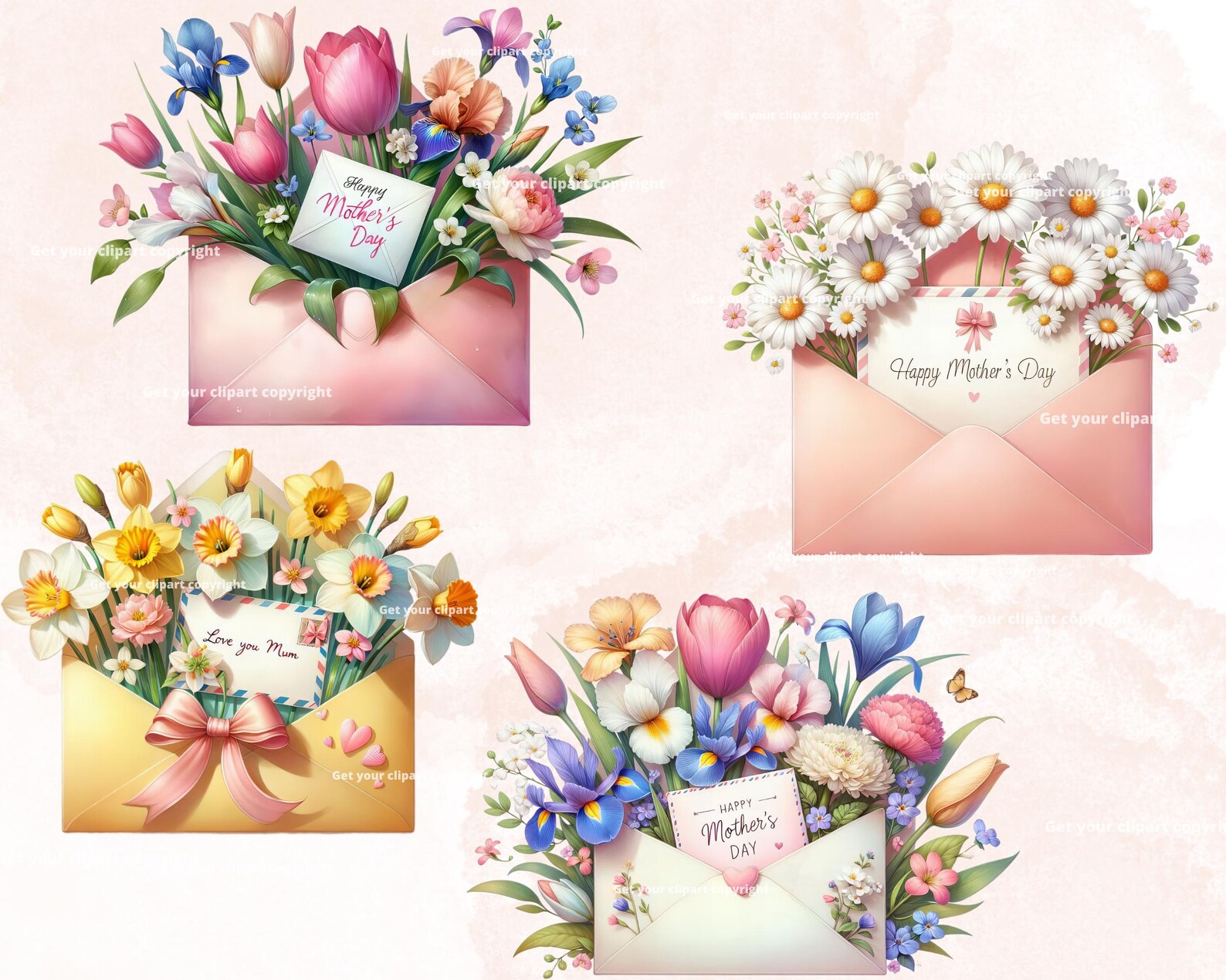 Happy Mother's Day Clipart Bundle, Mother's Day PNG Graphics, Mother's ...