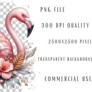 Floral Flamingo Clipart, Flamingo Png, Summer Png, Flamingo Clipart ...