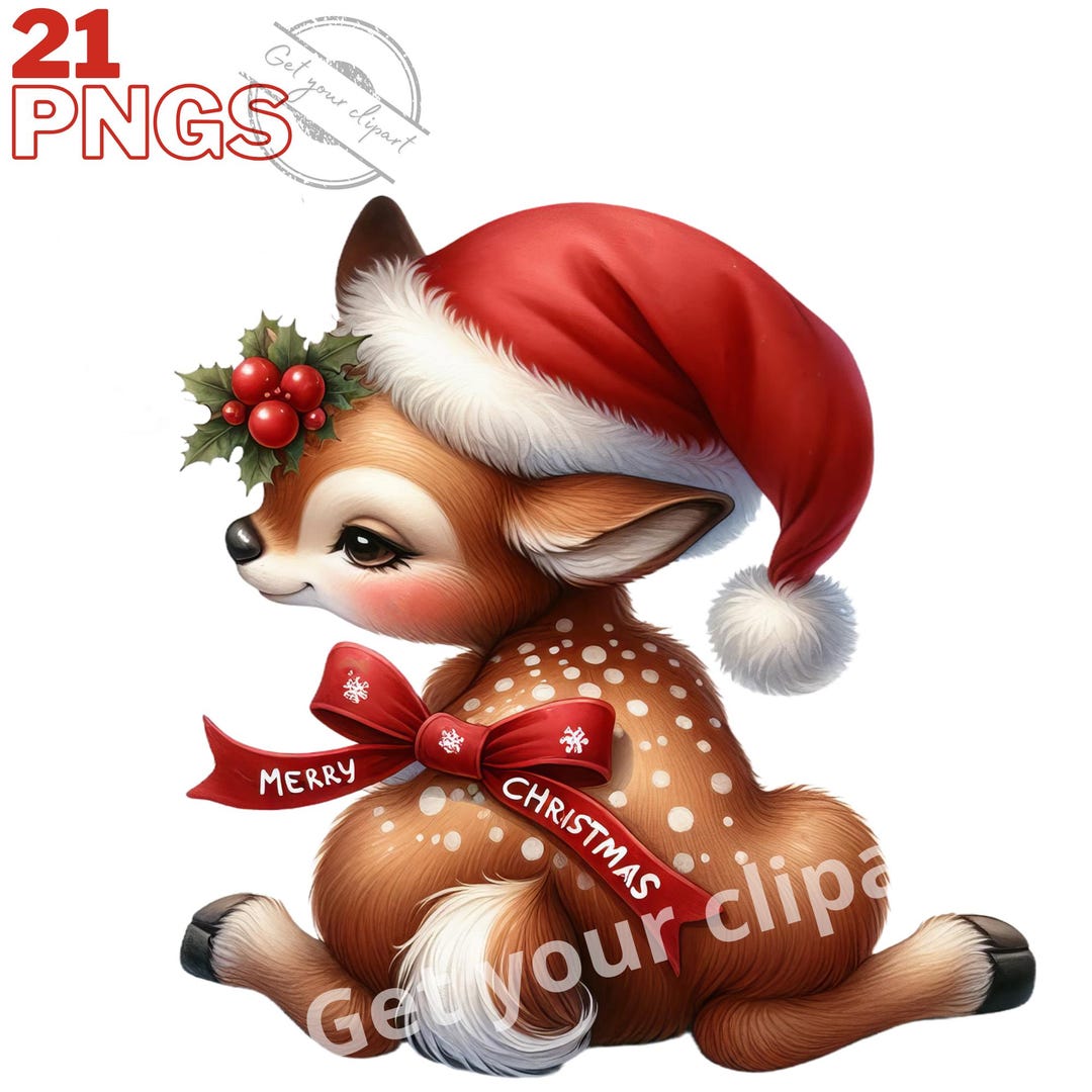 Christmas Reindeers Clipart Bundle, Christmas Sublimation File, Xmas ...