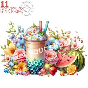 Summer Bubble Tea Clipart Bundle, Summer Bubble Tea, Bubble Tea Png ...