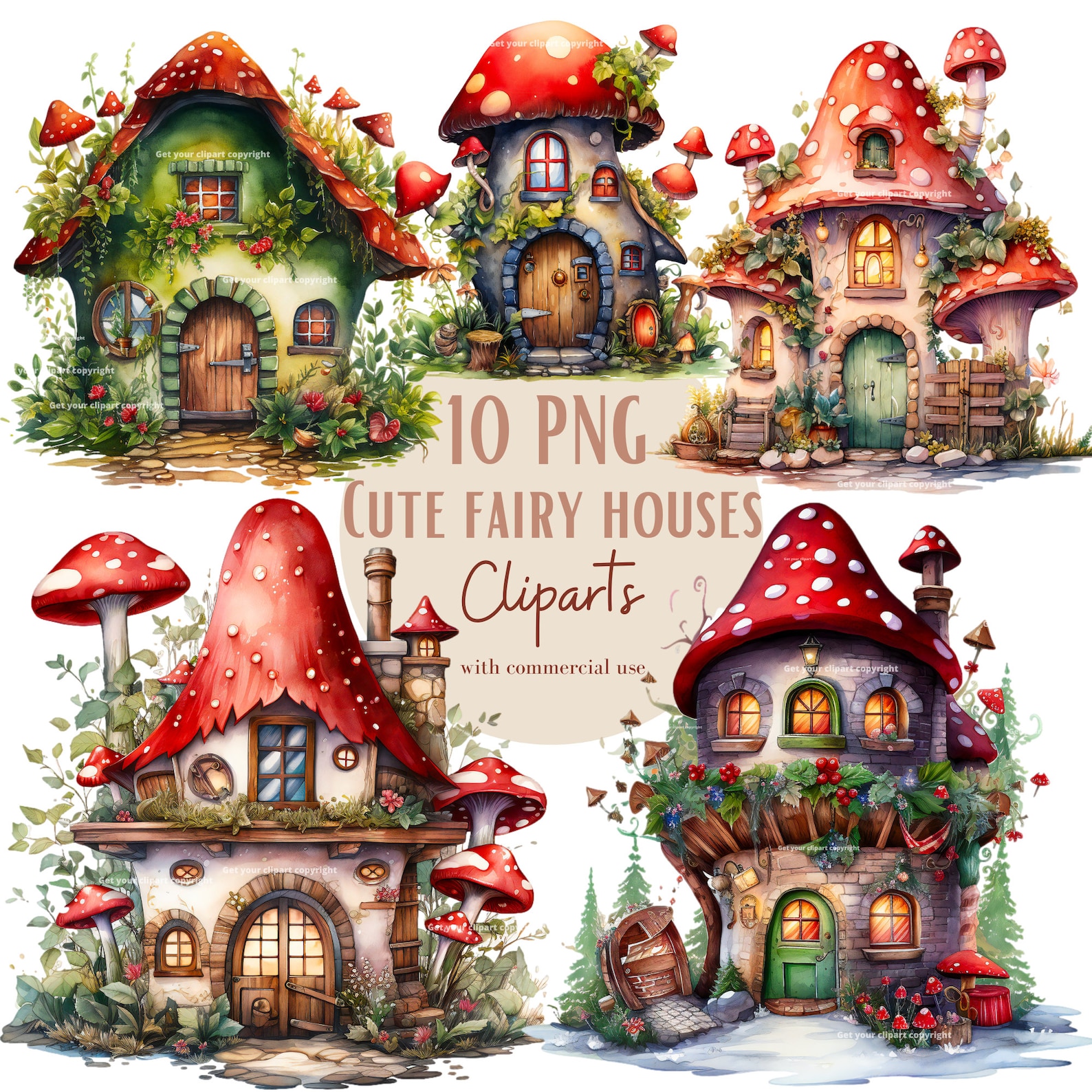 Faire House Clipart Bundle Fantasy Clipart Bundle Set of 10 - Etsy