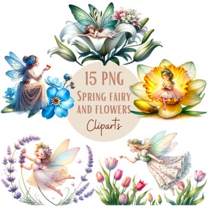 Fairies and Flowers Clipart Bundle, Fantasy Clipart Bundle, Set of 15 ...