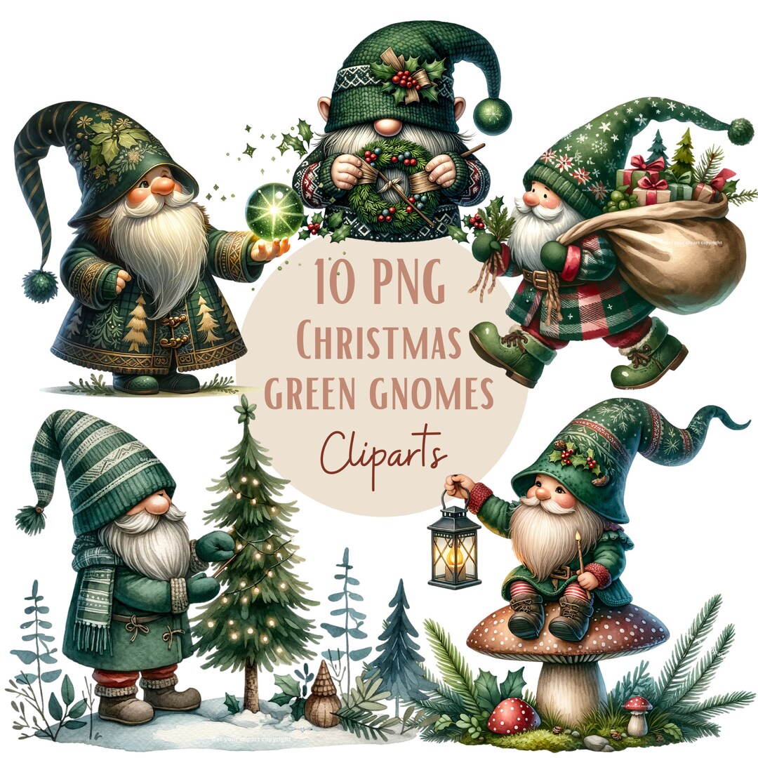 Christmas Gnome Clipart Bundle Christmas Clipart Winter - Etsy