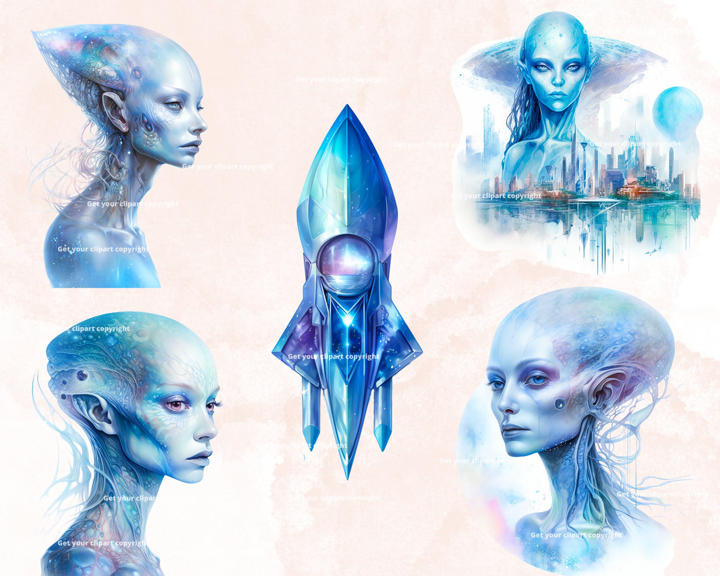 Alien Clipart Bundle, Space Clipart Bundle, Outer Space Png Graphics ...