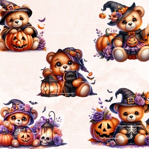 Halloween Teddy Bear Clipart Bundle, Halloween Graphics, Teddy Bear Png ...