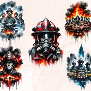 Firefighter Clipart Bundle, Watercolor Firefighter Graphics, With ...