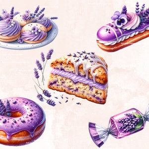Lavender Sweets Clipart Bundle, Baking Clipart, Donut Clipart, Donut ...