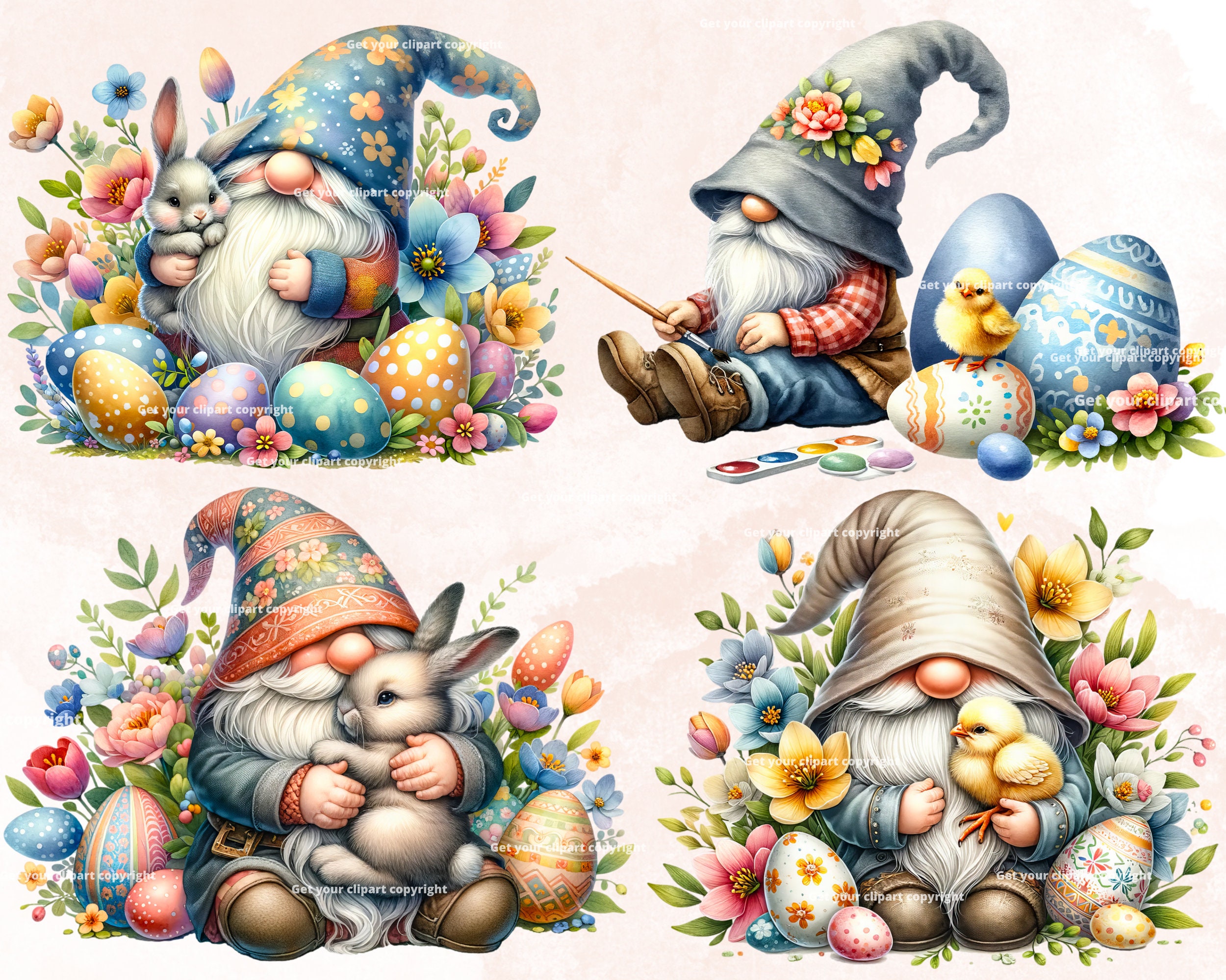 Easter Gnome Clipart Bundle, Garden Clipart, Spring Gnome Png Graphics ...