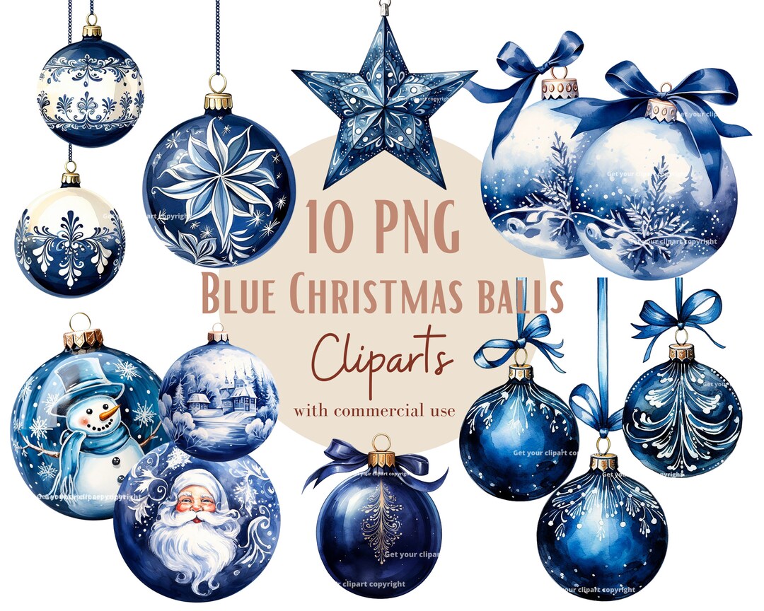 Blue Christmas Balls Clipart Bundle, Red Christmas Png Graphics ...
