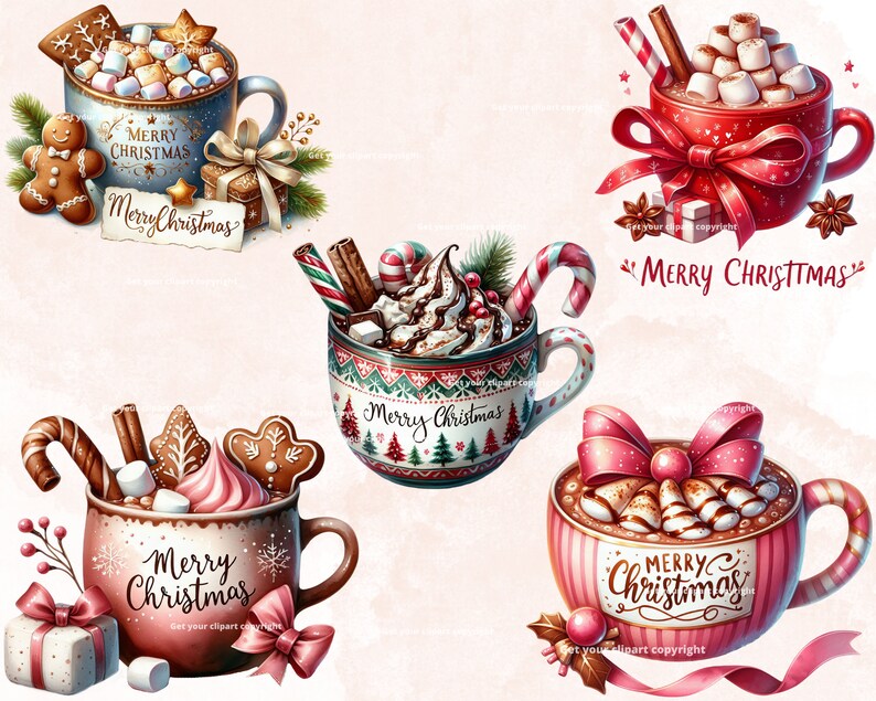 Christmas Drinks Watercolor Clipart Bundle, Christmas Png Bundle ...