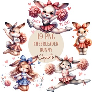 Cheerleader Bunny Clipart, Nursery Graphics, Cheerleading Clipart ...