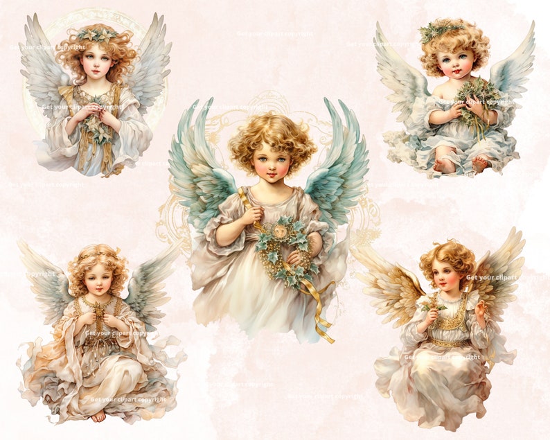 Victorian Angels Clipart Bundle, Christian Png Graphics, Christian ...