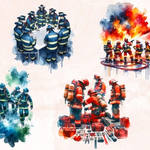 Firefighter Clipart Bundle, Watercolor Firefighter Graphics, With ...