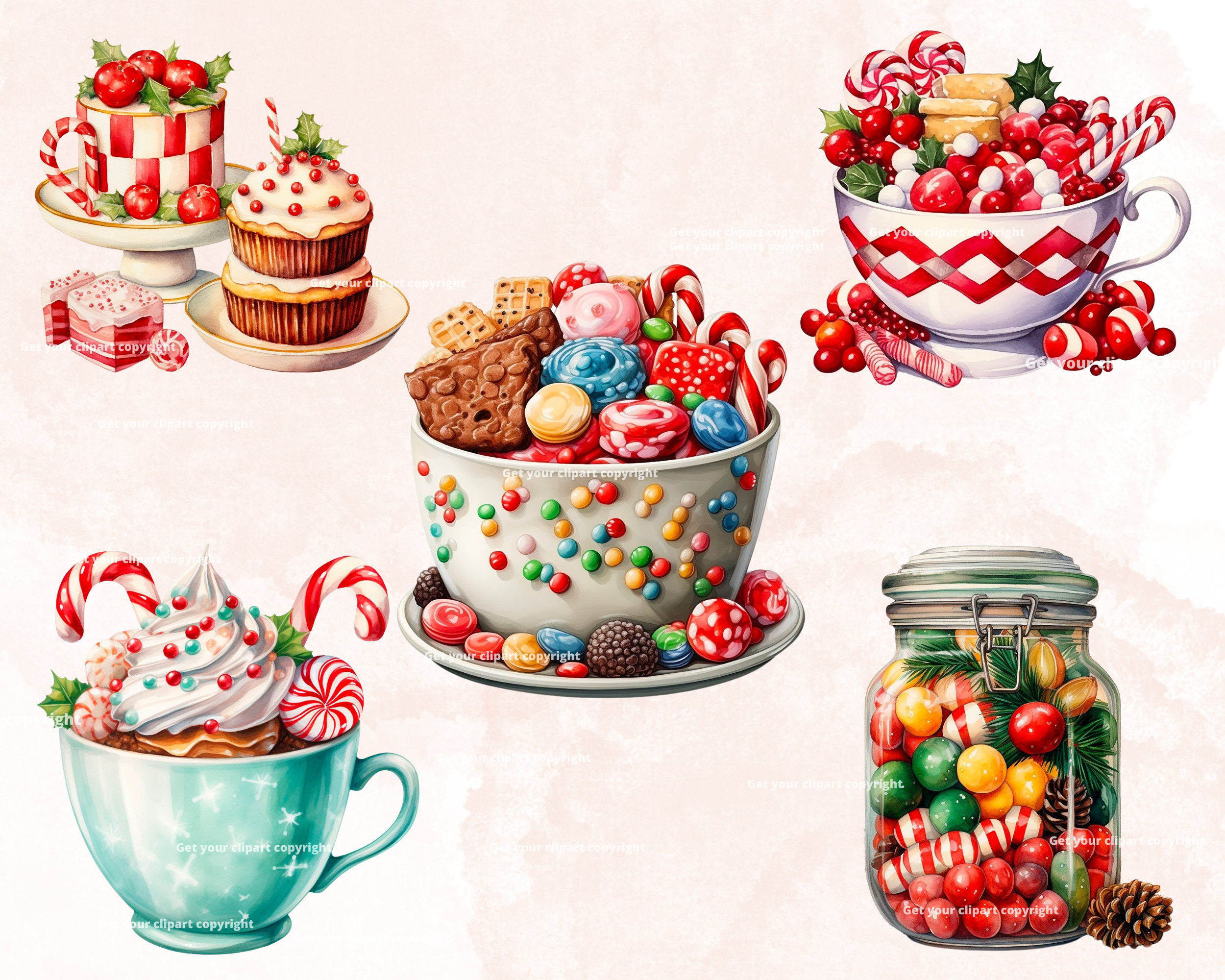 Christmas Sweets Clipart Bundle, Christmas Treats Graphics, Sweet ...