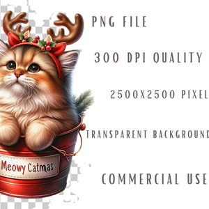 Christmas Cat Clipart Bundle, Christmas Cat Png, Christmas Png Bundle ...