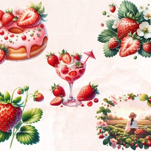 Summer Strawberries Clipart Bundle, Strawberry Png, Summer Graphics ...
