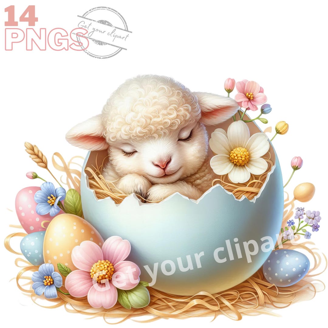 Spring Lamb Clipart Bundle, Easter Lamb Png Graphics, Easter ...