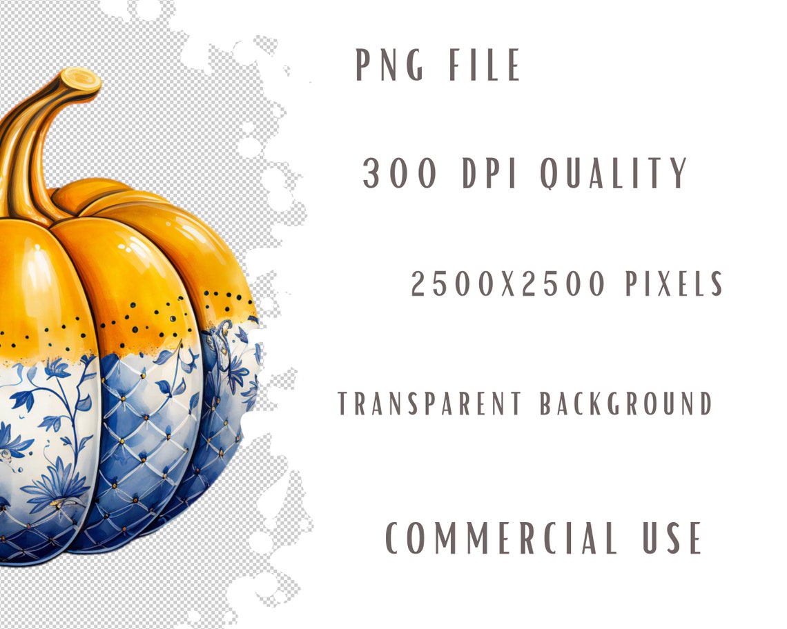 Blue Pumpkin Clipart Bundle, Floral Pumpkin Graphics, Thanksgiving ...