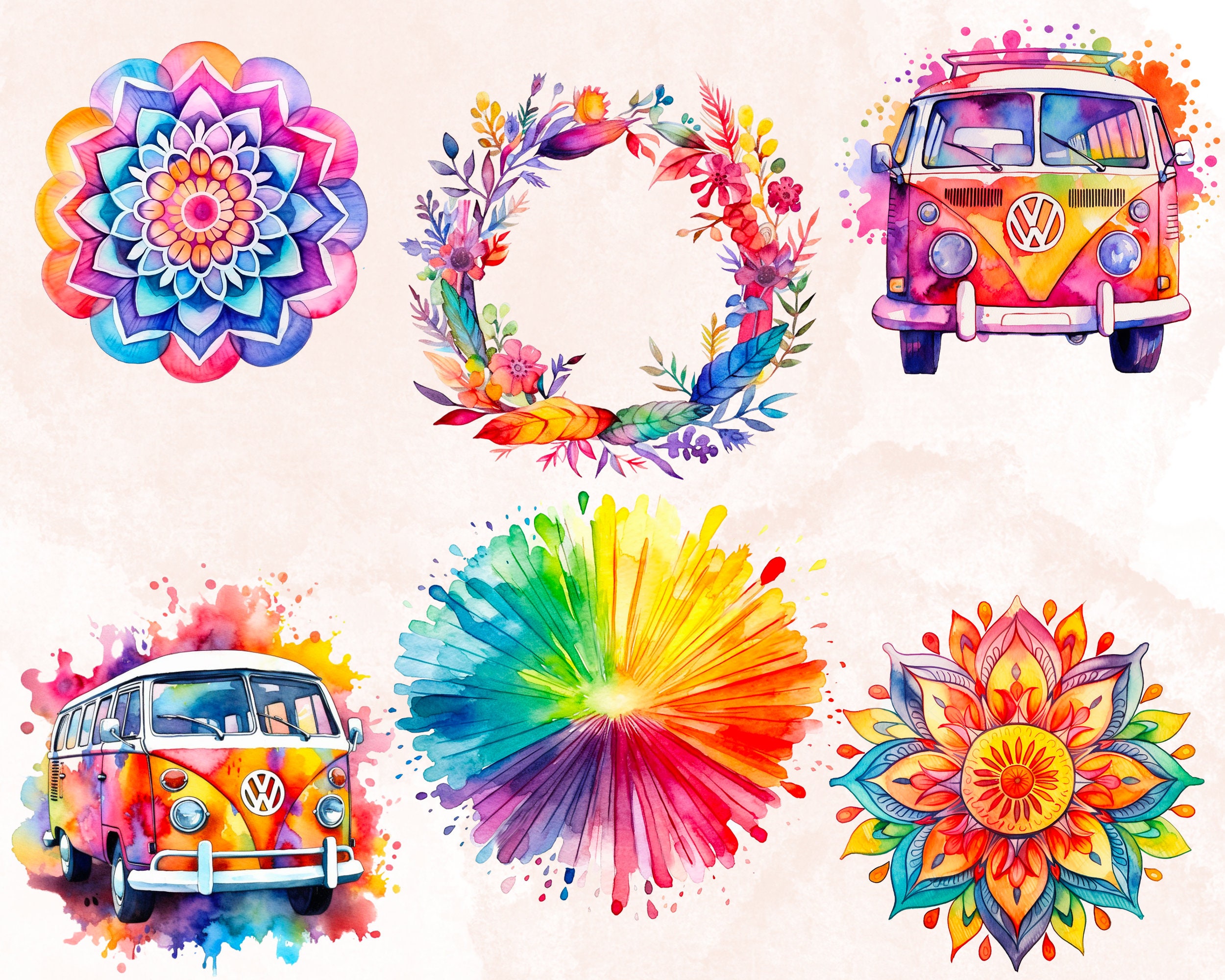 Hippie Png Designs Hippie Soul Png Graphics Groovy Png - Etsy
