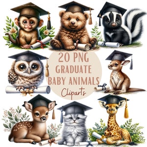 Graduate Baby Animals Clipart Bundle, Preschool Graduation, Graduation ...