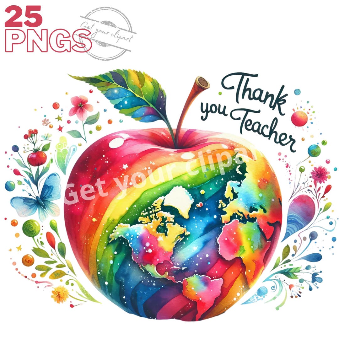 Thank You Teacher Clipart Bundle, Teacher Appreciation, Teacher Clipart ...