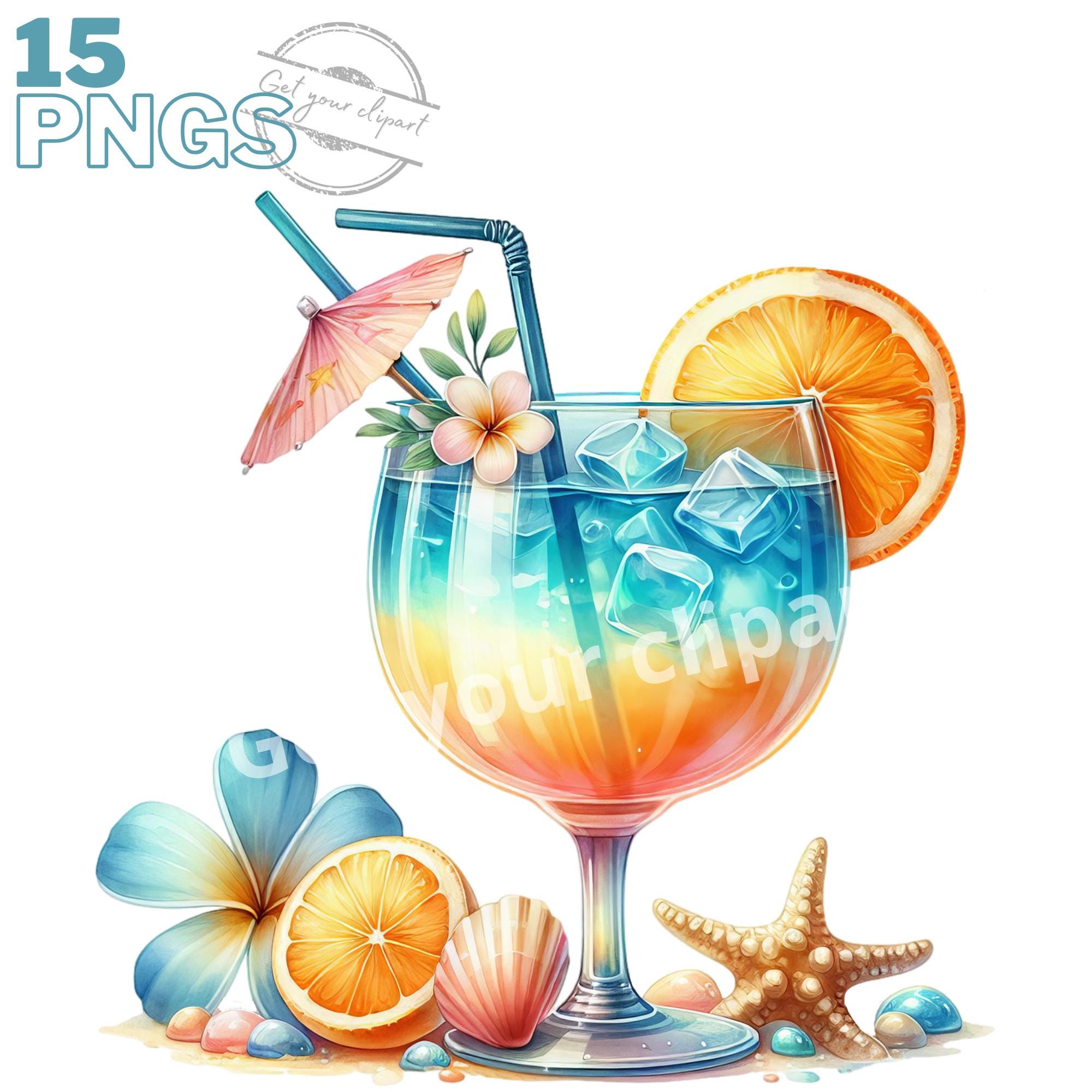 Summer Cocktails Clipart Bundle, Summer Cocktails, Summer Graphics ...