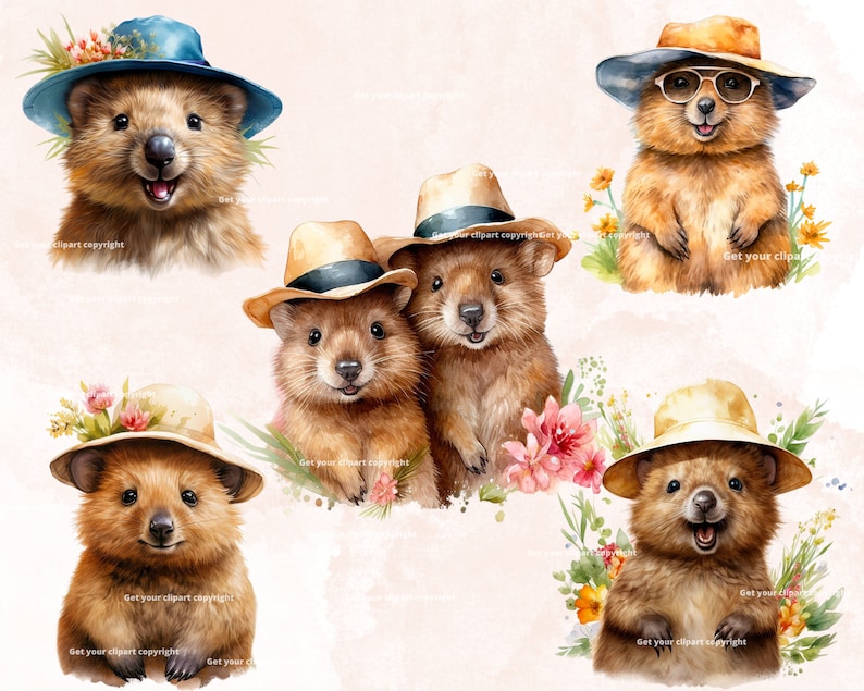Quokka Clipart Bundle, Australia Clipart, High Quality Png Files, Set ...