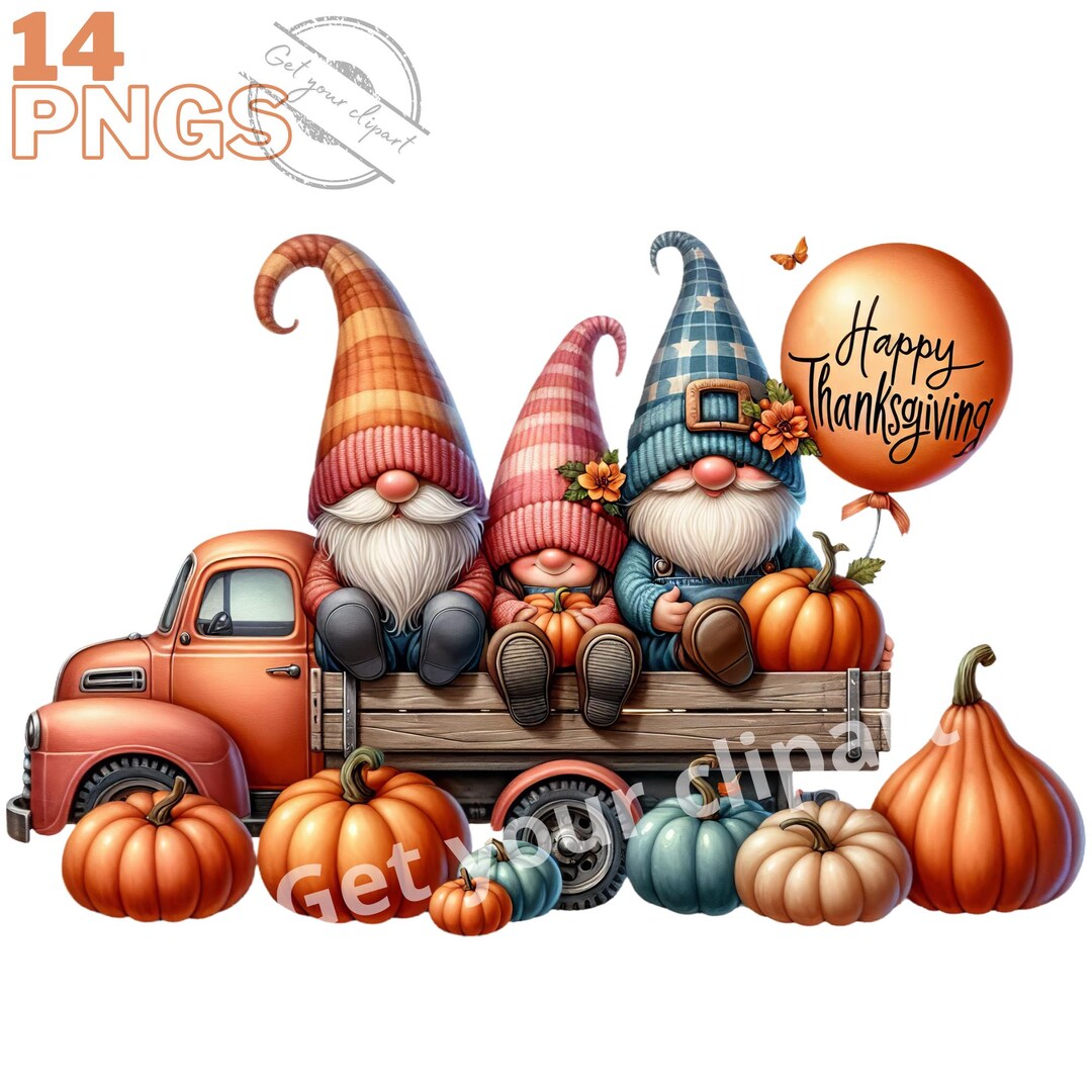 Thanksgiving Gnome Clipart Bundle, Thanksgiving Clipart, Autumn Gnome ...