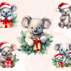 Christmas Koala Clipart Bundle, Australia Graphics, Watercolor Koala ...