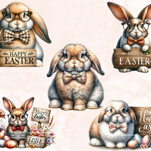 Easter Bunny With Glasses Clipart Bundle, Easter Clipart, Easter Png ...