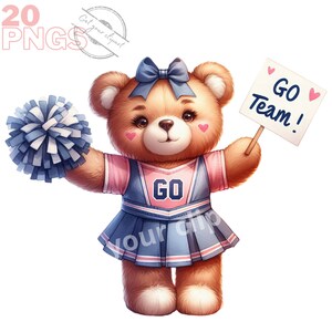 Cheerleader Teddy Bear Clipart, Nursery Graphics, Cheerleading Clipart ...