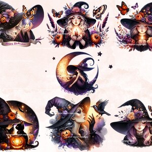 Halloween Witch Clipart Bundle, Halloween Png Bundle, Fantasy Clipart ...