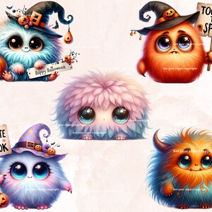 Cute Halloween Monster Clipart Bundle, Halloween Clipart, Halloween Png ...