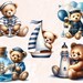 Nautical Teddy Bear Clipart, Nursery Graphics, Nautical Clipart, Teddy ...