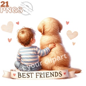 Best Friends Clipart Bundle, Dog and Baby Clipart, Dog Png Files, Dog ...