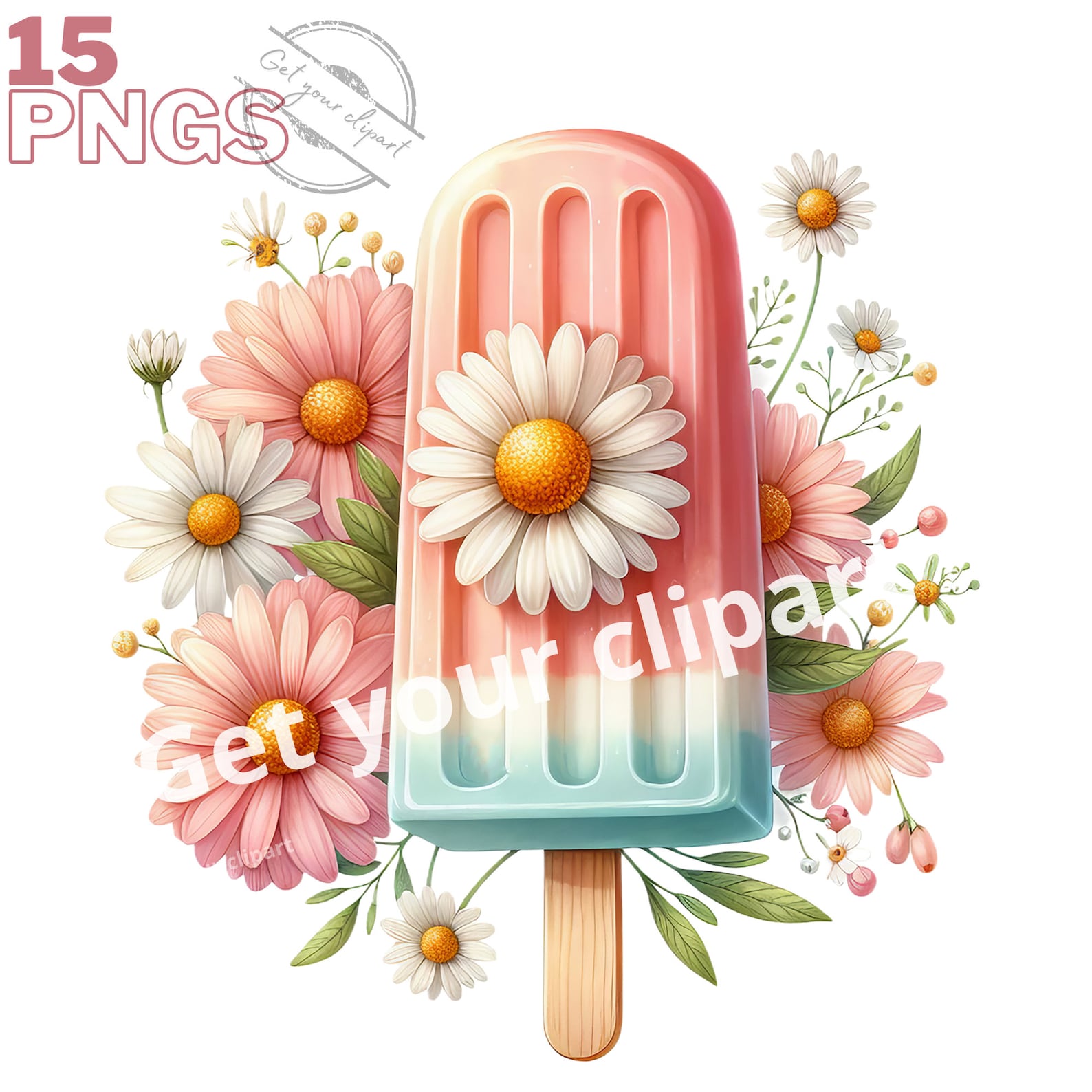 Pastel Summer Popsicle Clipart Bundle, Ice Cream Clipart , Ice Cream ...