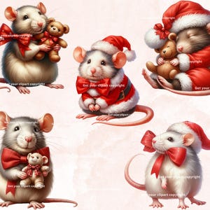 Cute Christmas Rat Clipart Bundle, Rat Clipart Bundle, Christmas Png ...