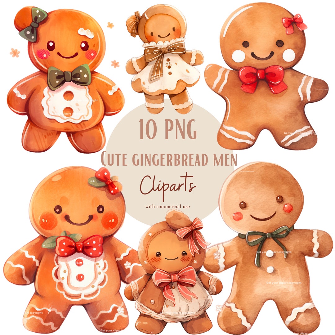 Gingerbread Men Clipart Bundle Christmas Designs Png - Etsy