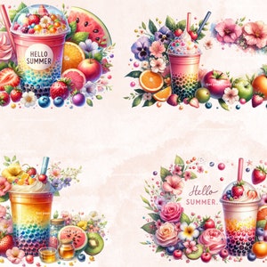 Summer Bubble Tea Clipart Bundle, Summer Bubble Tea, Bubble Tea Png ...