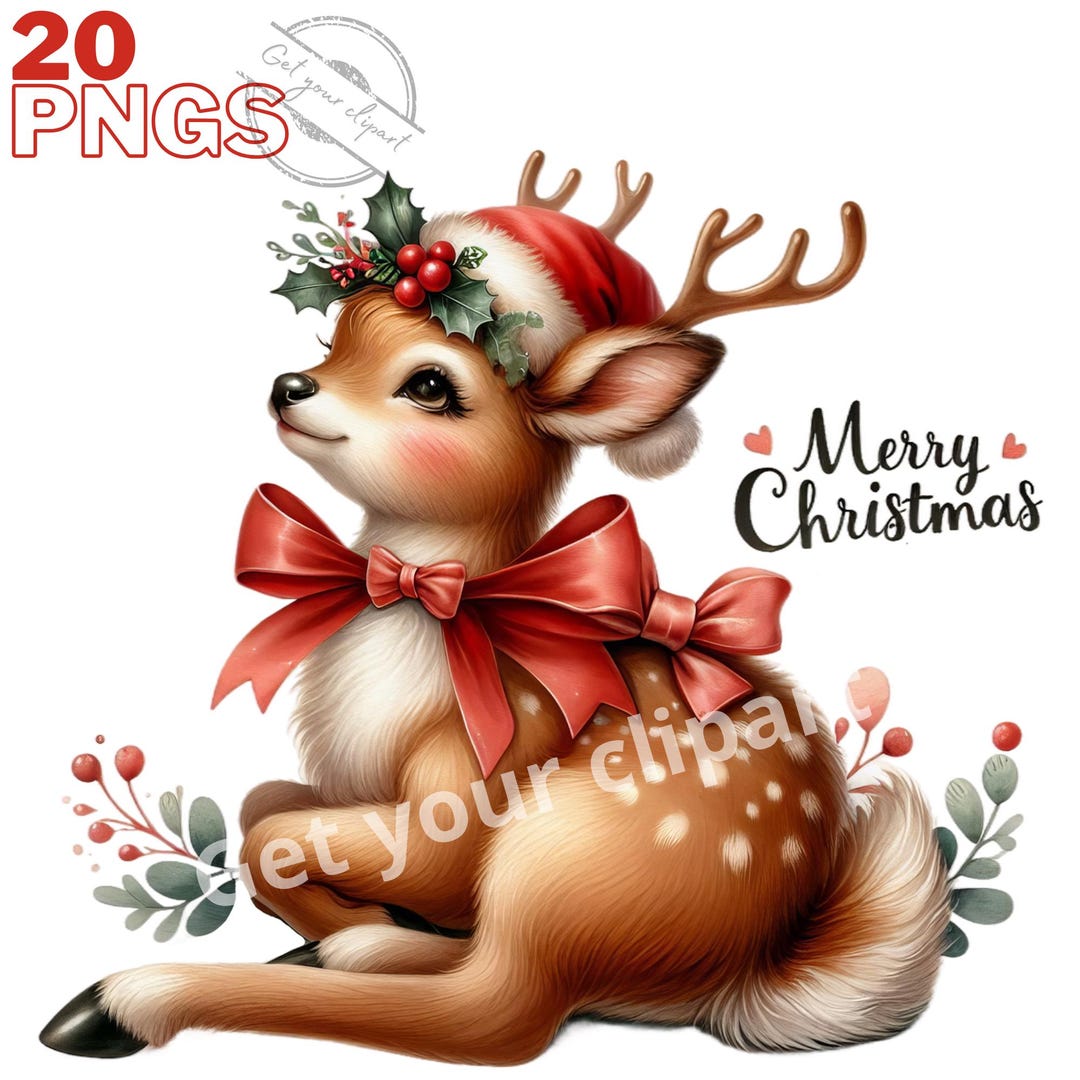 Christmas Reindeers Clipart Bundle, Christmas Sublimation File, Xmas ...