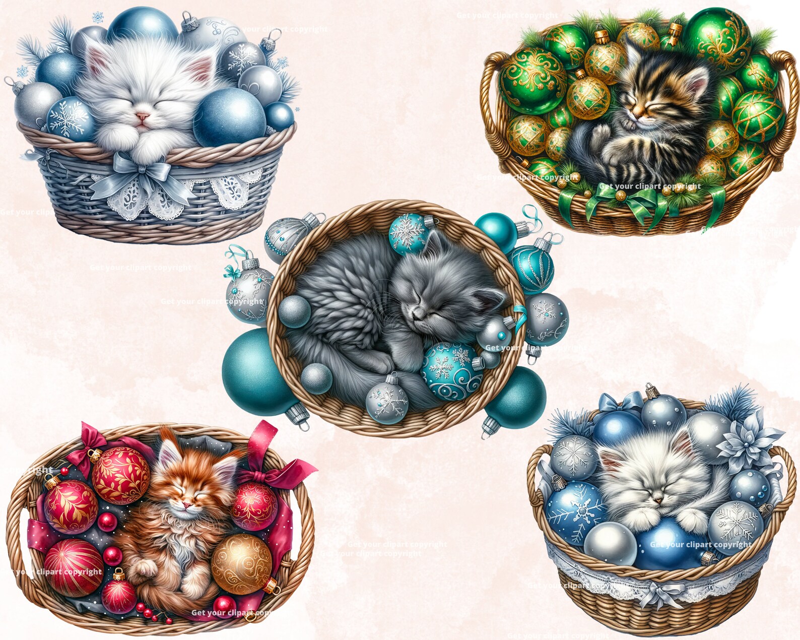 Kitty Clipart Bundle, Christmas Cat Png, Christmas Png Bundle, Set of ...