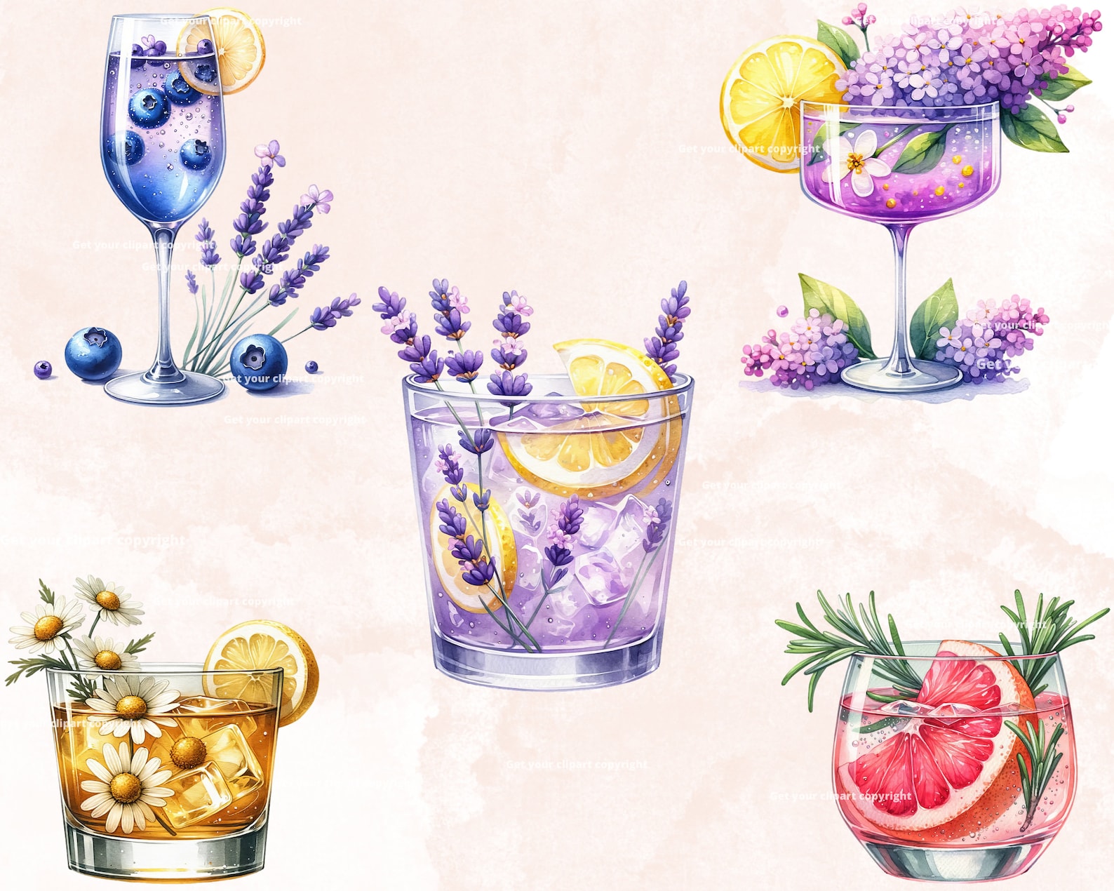 Summer Cocktails Clipart Bundle, Summer Cocktails, Summer Graphics ...