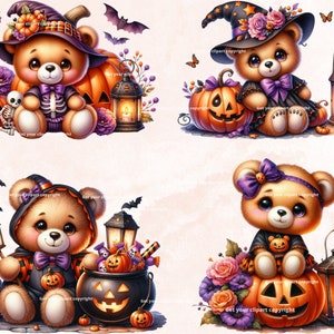 Halloween Teddy Bear Clipart Bundle, Halloween Graphics, Teddy Bear Png ...