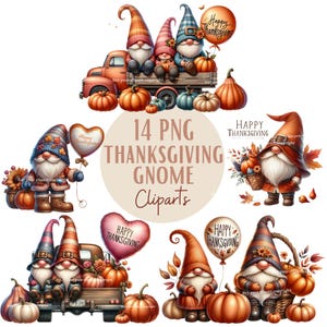 Thanksgiving Gnome Clipart Bundle, Thanksgiving Clipart, Autumn Gnome ...