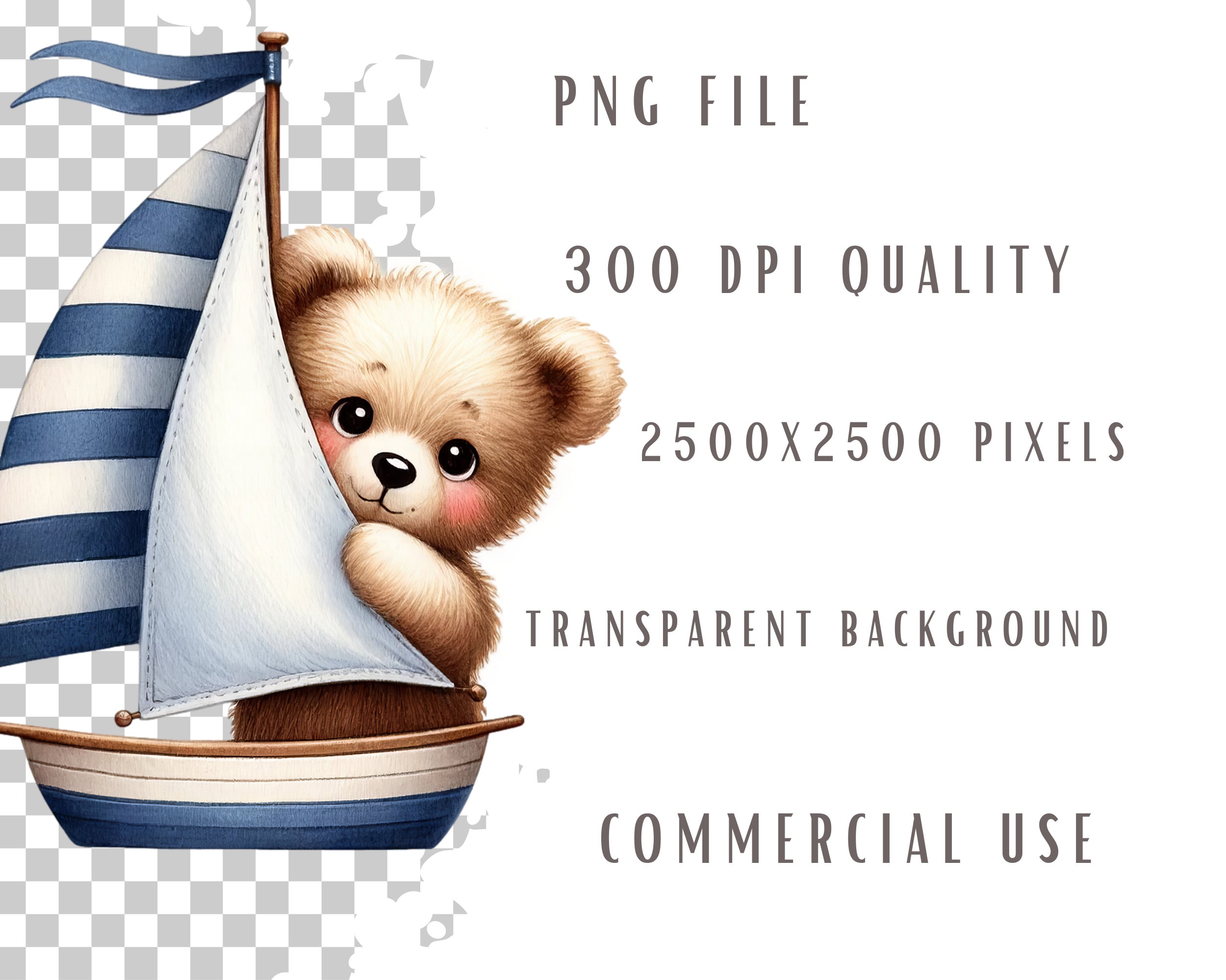 Nautical Teddy Bear Clipart, Nursery Graphics, Nautical Clipart, Teddy ...