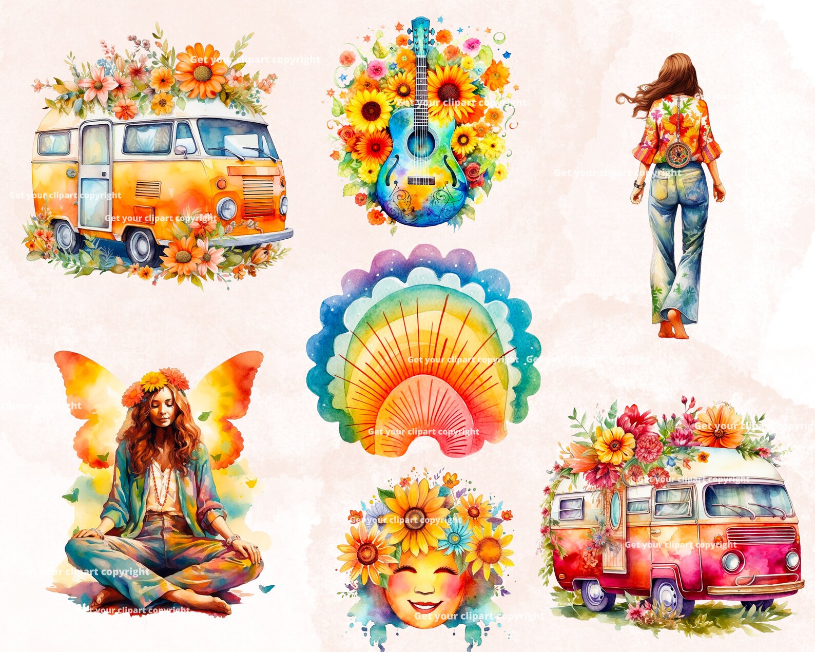 Hippie Png Designs, Hippie Soul Png Graphics, Groovy Png Cliparts ...