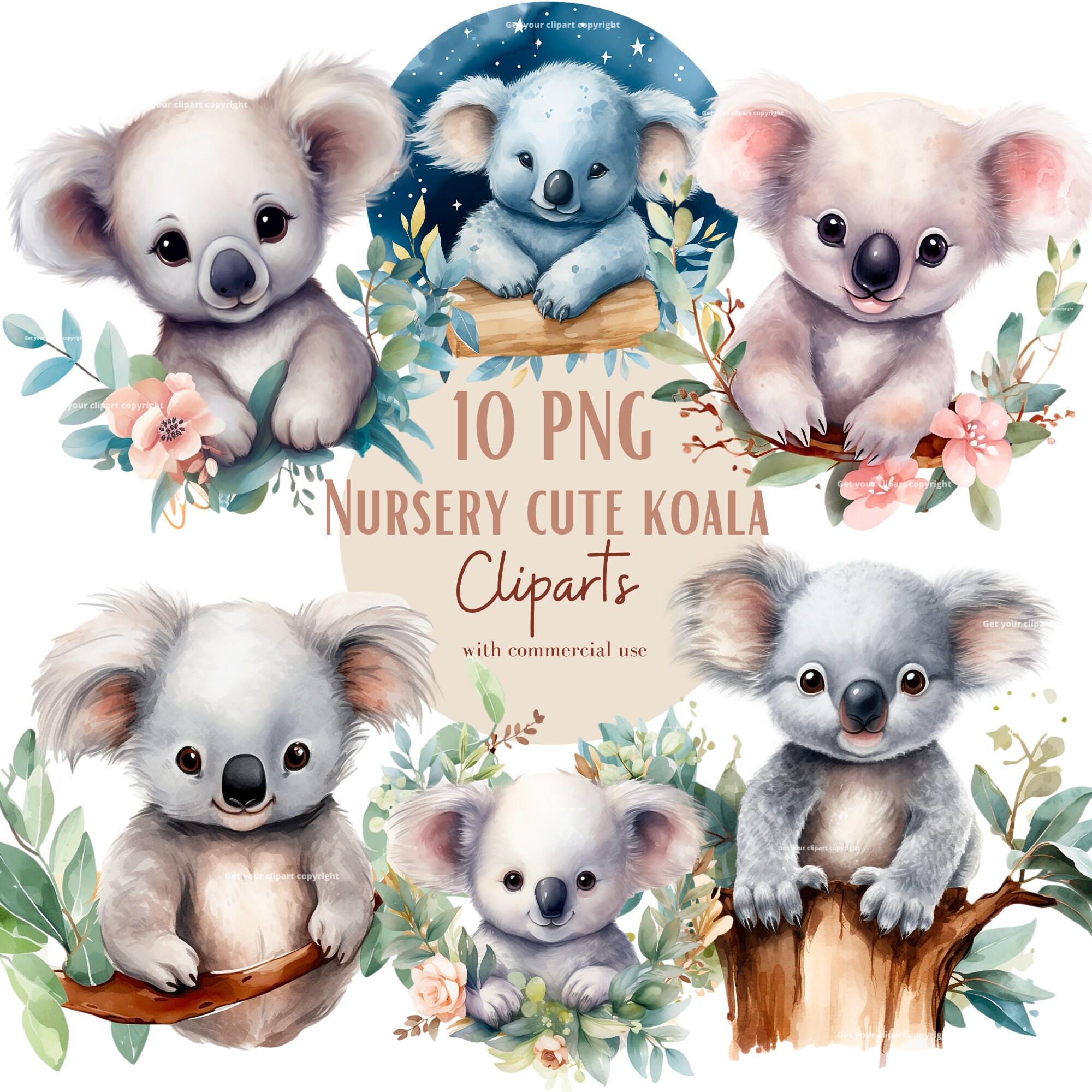 Nursery Koala Bear Wall Art Clipart Bundle Koala Clipart - Etsy