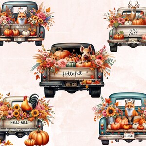 Fall Truck and Cute Animals Png Graphics, Hello Fall Clipart, Farm ...