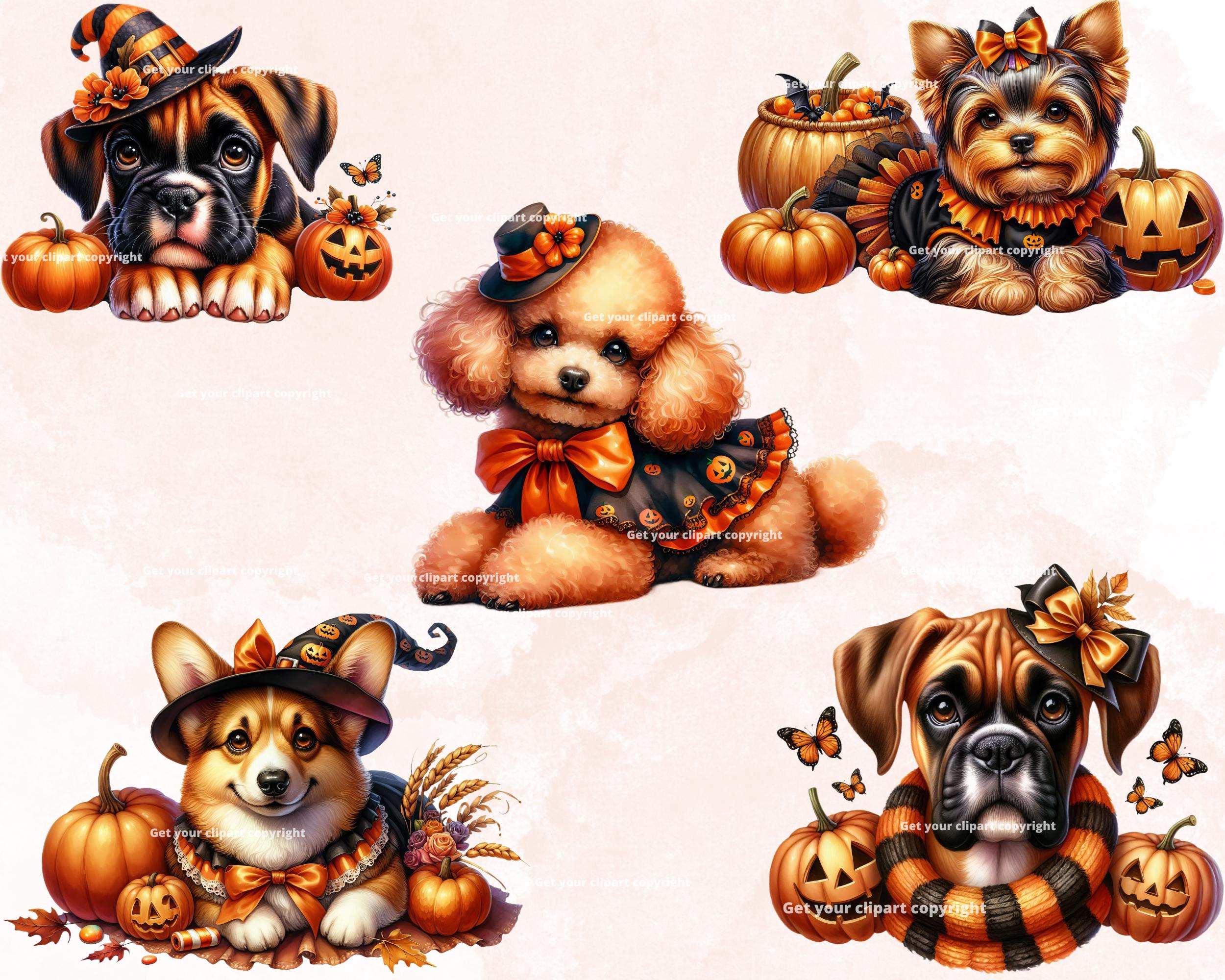 Halloween Dogs Clipart Bundle, Dog Clipart, Halloween Dog, Halloween ...