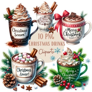 Christmas Drinks Watercolor Clipart Bundle, Christmas Png Bundle ...